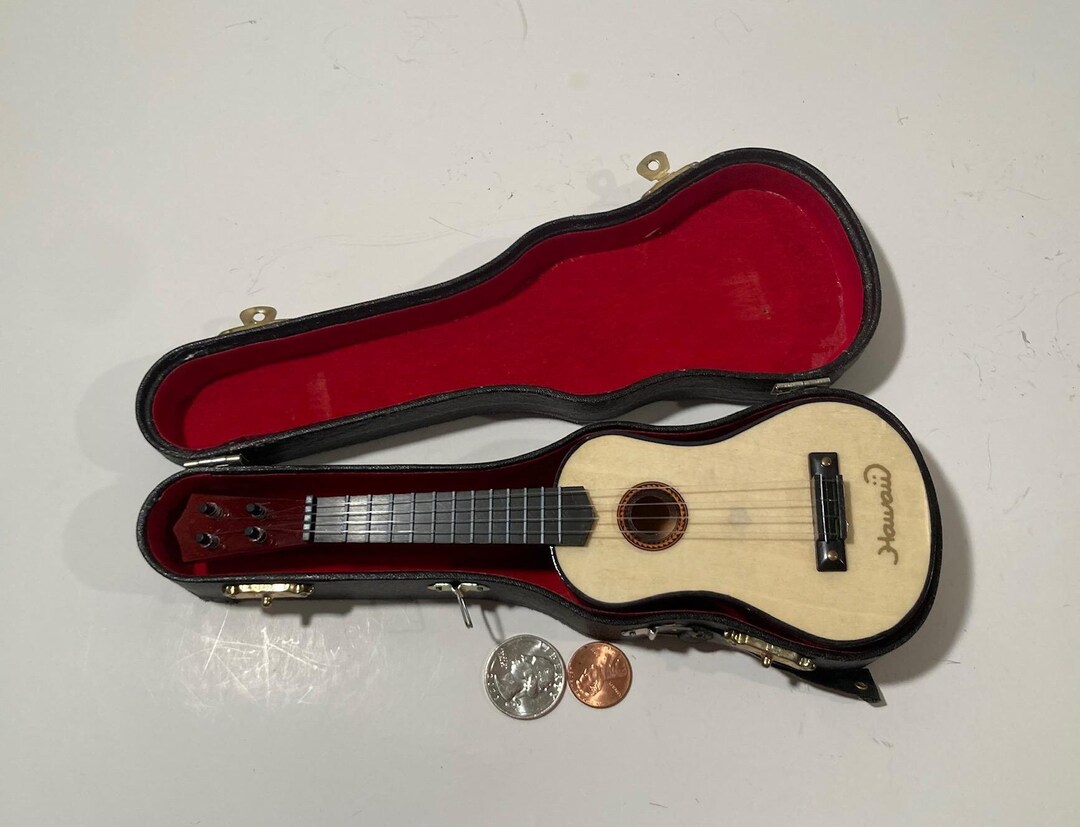 Vintage Musical Instrument, Miniature Guitar, 9" Long, Wind up Music ...