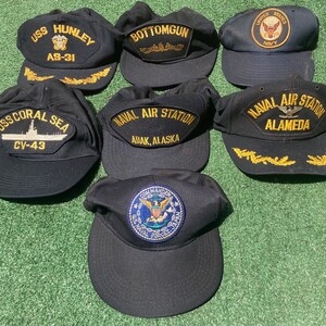 Vintage Lot of 7 Navy Command Ball Caps, Hats, USS Hunley AS-31, Uss ...