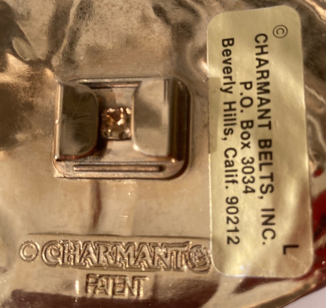 Vintage Metal Brass Belt Buckle, Charmant, Beverly Hills, Painted ...