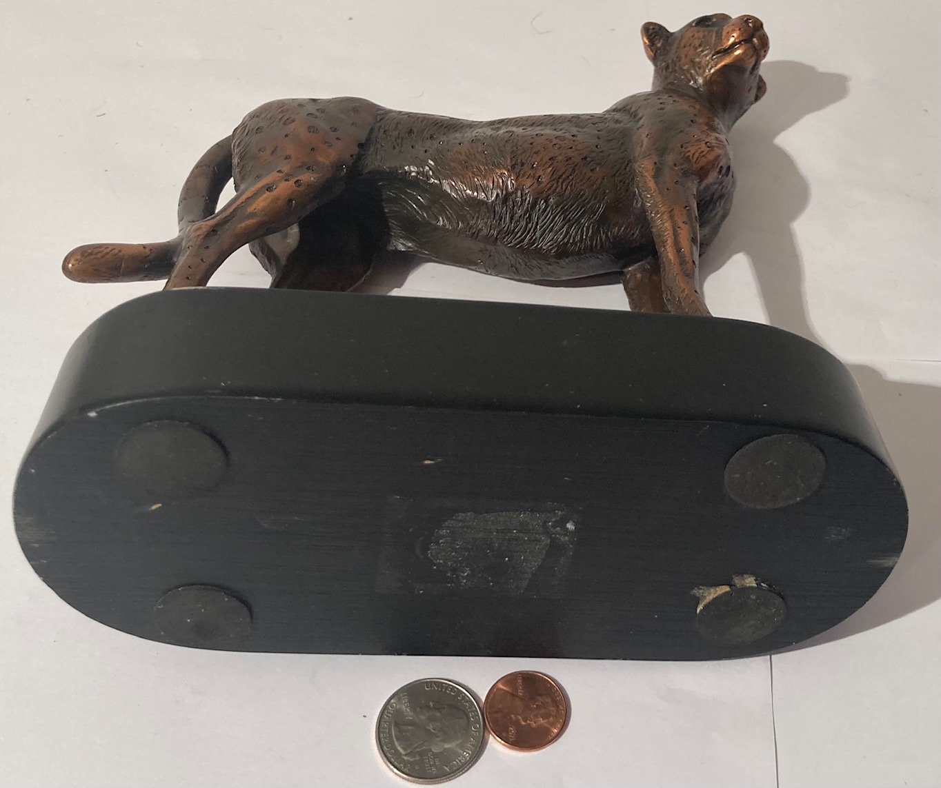 Vintage Copper Metal Statue Sculpture Leopard, Big Cat, Wildlife, Heavy ...