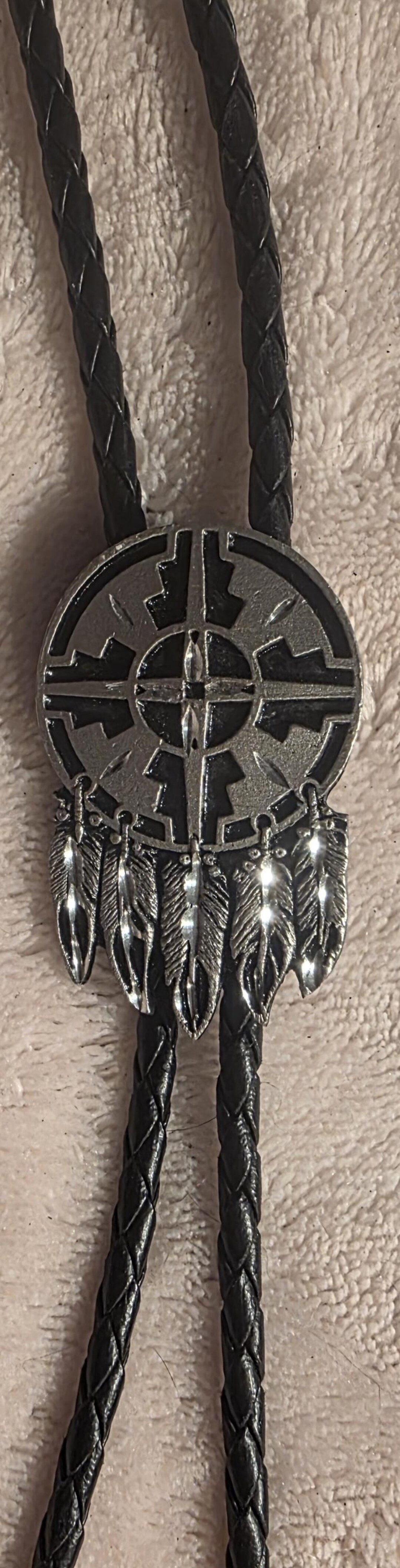 Vintage 1992 Metal Bolo Tie, Nice Shield and Feathers Design, Nice ...