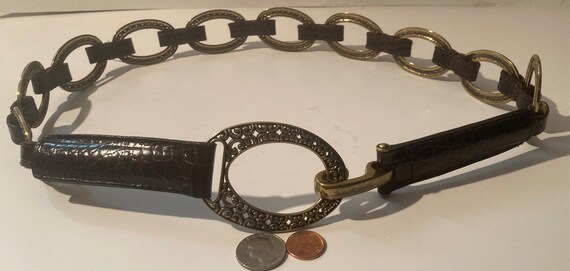 Vintage Leather Brass Belt and Buckle, Quality, Size … - Gem