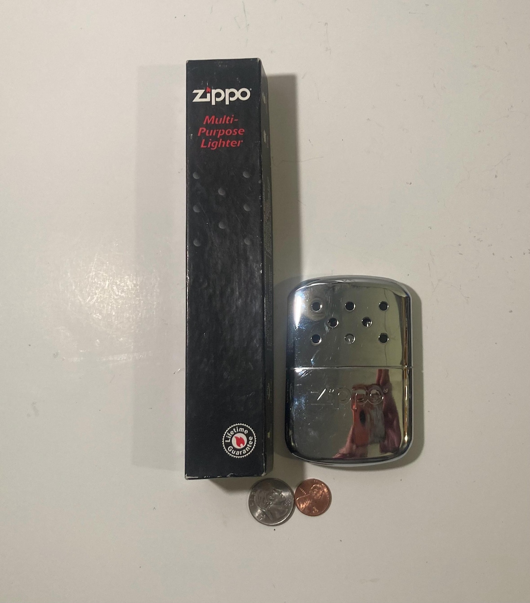Vintage Set of 2 Zippo Items, Metal Chrome Zippo Hand Warmer, and Zippo ...