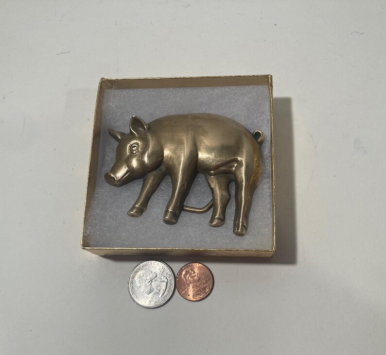 Vintage Metal Belt Buckle, Nice Brass Pig, Sow, Piggy, Bacon, Ham, Nice ...