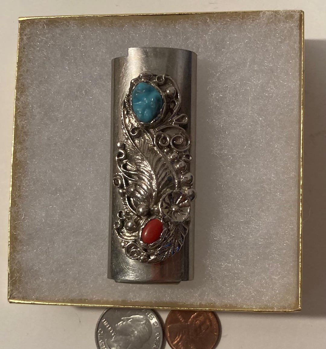 Vintage Metal Bic Lighter Case Holder, Turquoise, Really Nice Design ...