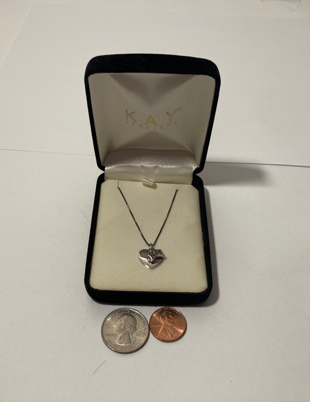 Vintage Sterling Silber Halskette, schönes Herz mit schönen braunen ...