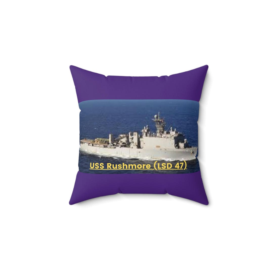 USS Rushmore (LSD 47) Navy POD Smileandlaughtees Spun Polyester Square ...