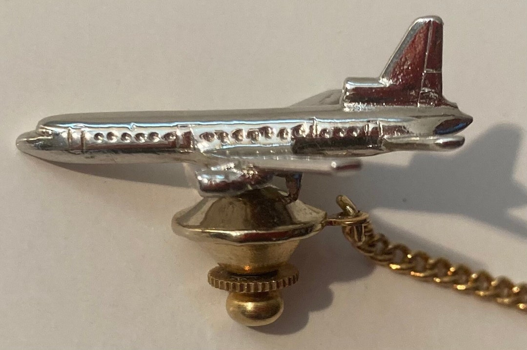 Vintage Metal Silver Tie Tack Pin, Ties, Airplane, Aircraft, Jet, Plane ...