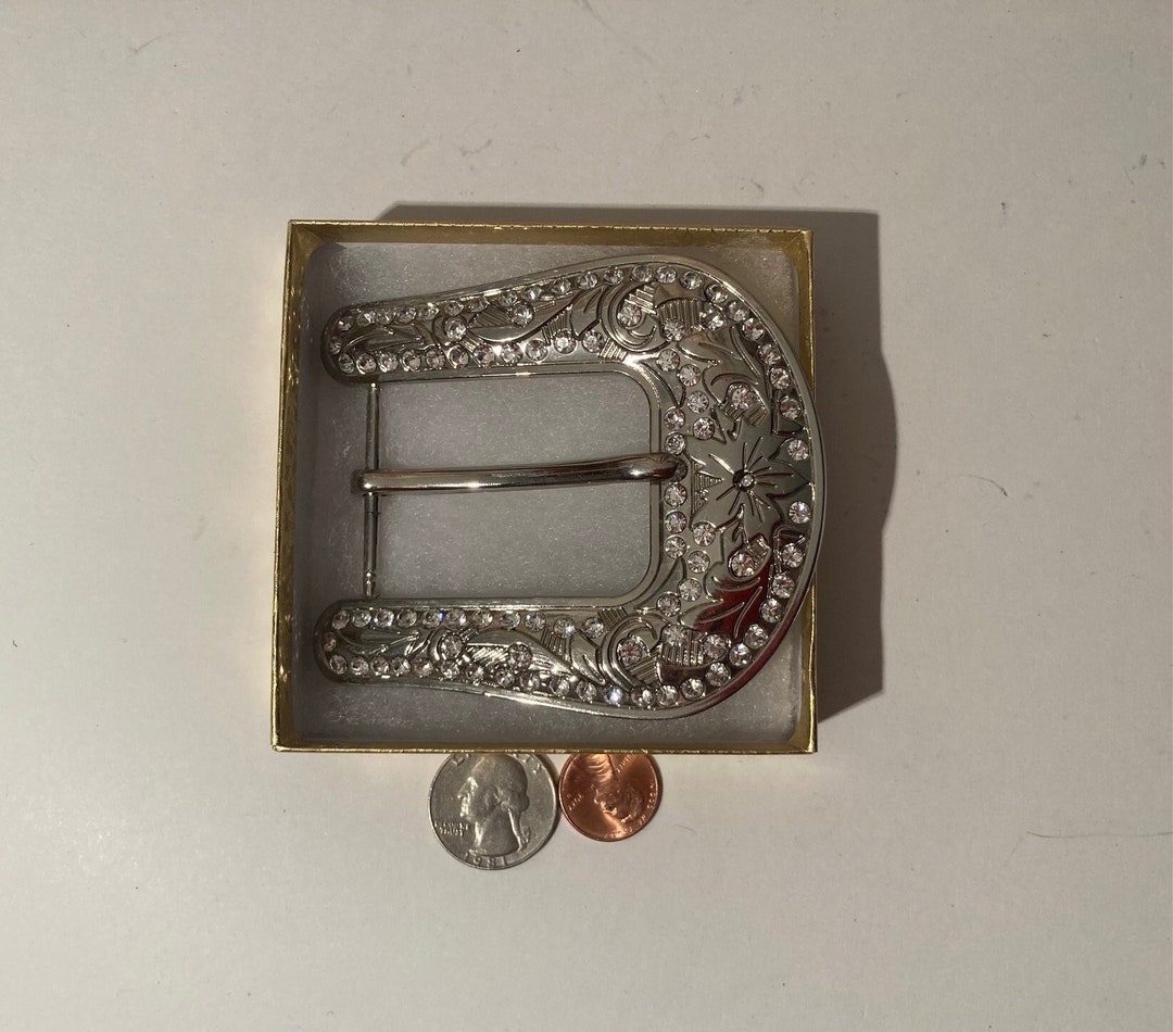 Vintage Metal Belt Buckle, Crystals, Bling, Nice Western Style Design ...