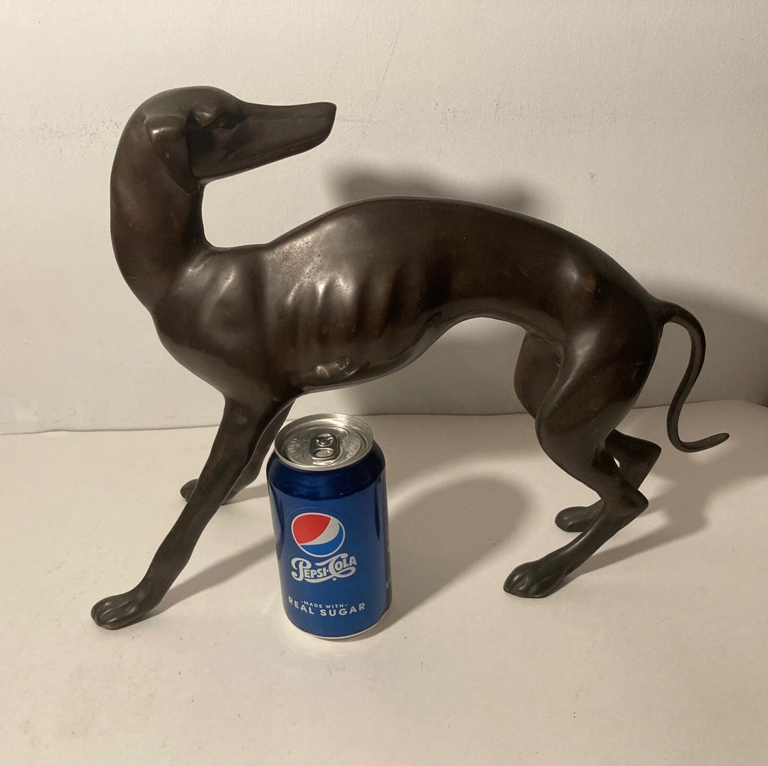 Vintage Bronze Metal Dog Statue, Greyhound, Whippet, Italian Greyhound ...