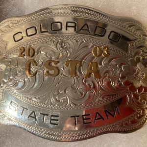 Vintage 2003 Metal Belt Buckle, Silver and Brass, CSTA, Colorado State ...