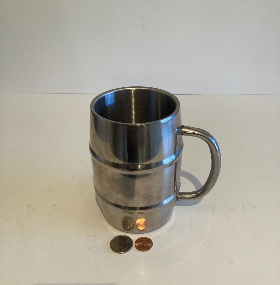 Vintage Metal Silver Keg Mug, Cup, Stein, Beer Mug, Drinking Cup, Bar ...