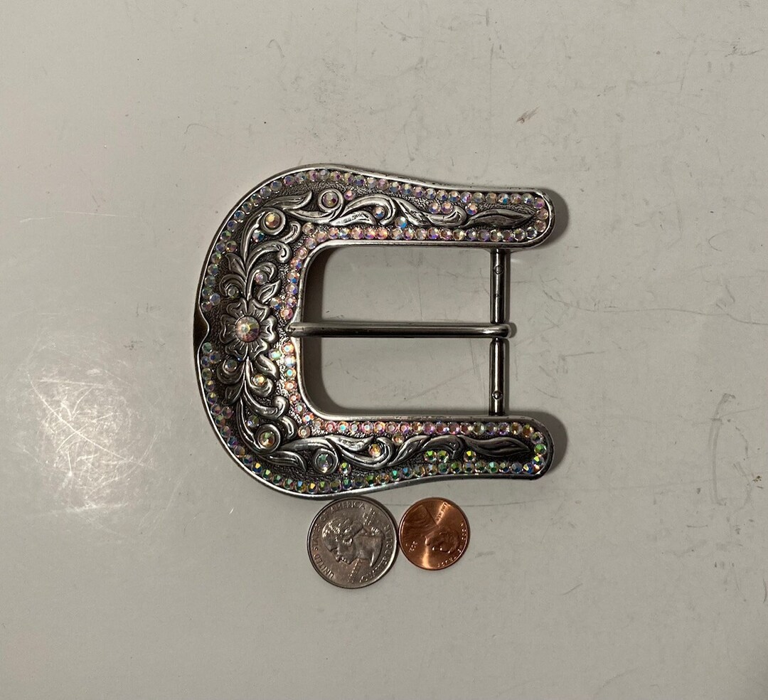 Vintage Metal Belt Buckle, Pink and Purplish Sparkling Bling Stones ...