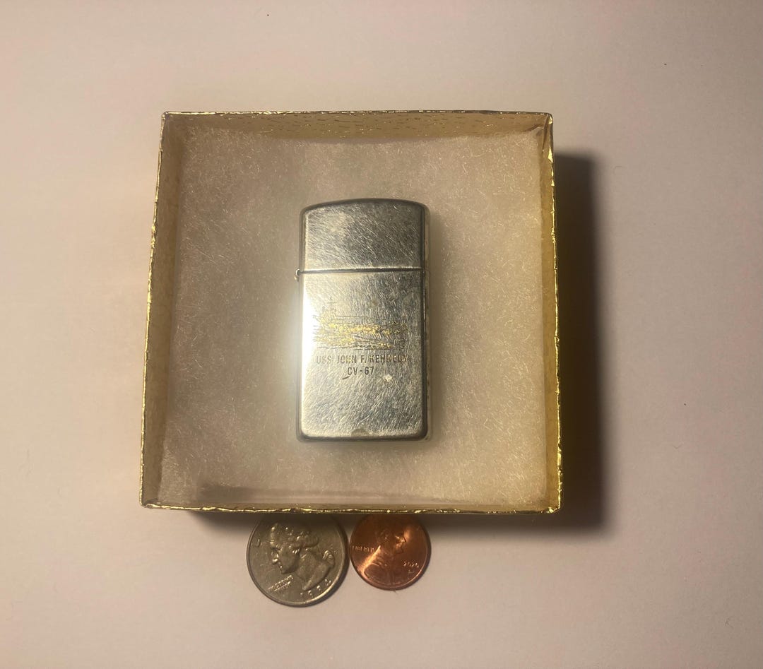 Vintage Metal Zippo Lighter, U.S.S. John F. Kennedy CV-67, Navy ...