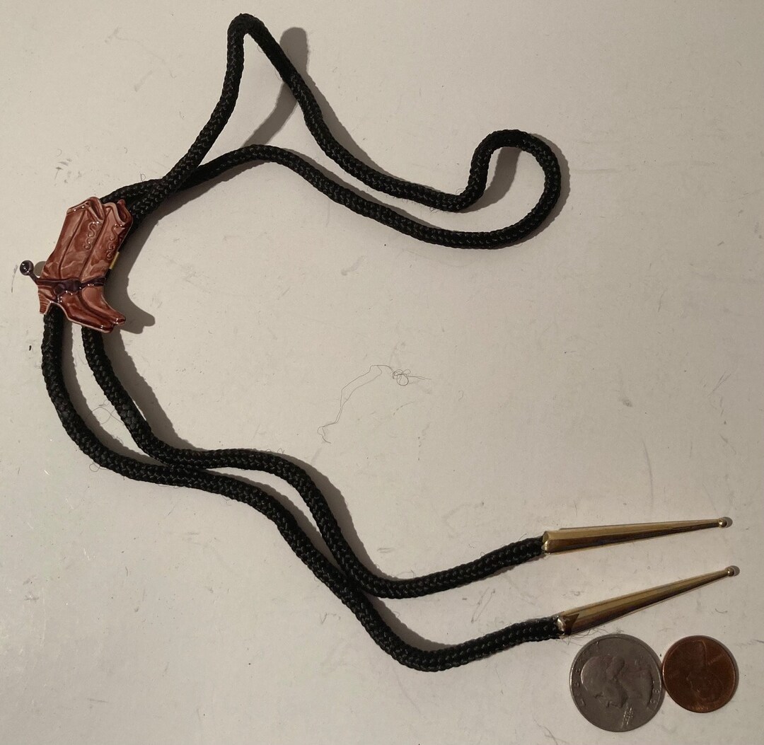 Vintage Metal Bolo Tie, Brass, Cowboy Boot, Enamel, Spurs, Nice Design ...