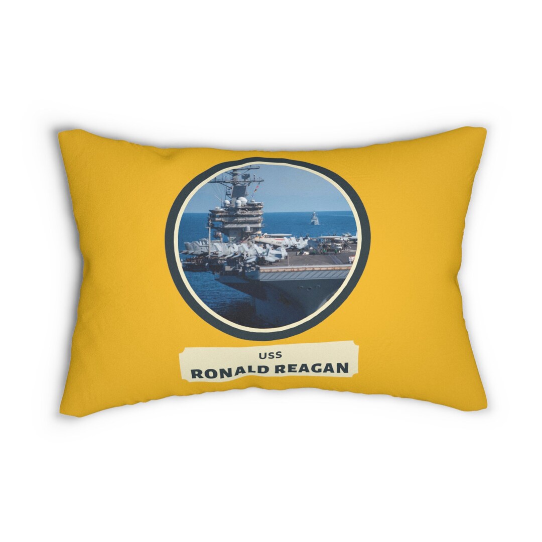 USS Ronald Reagan United States Ship POD Spun Polyester Lumbar Pillow ...