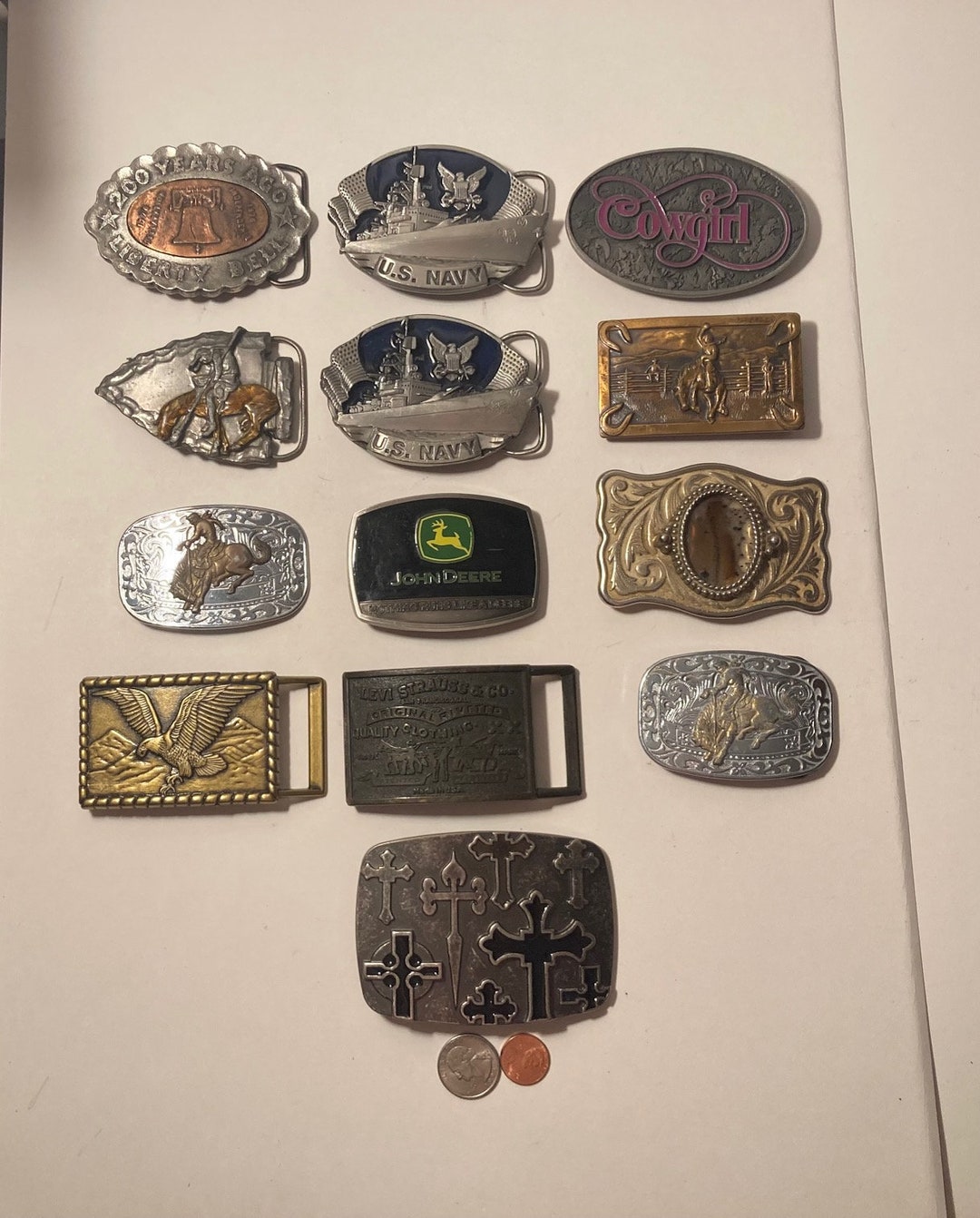 Vintage Lot of 13 Nice Western Style Belt Buckles, John Deere, U.S ...