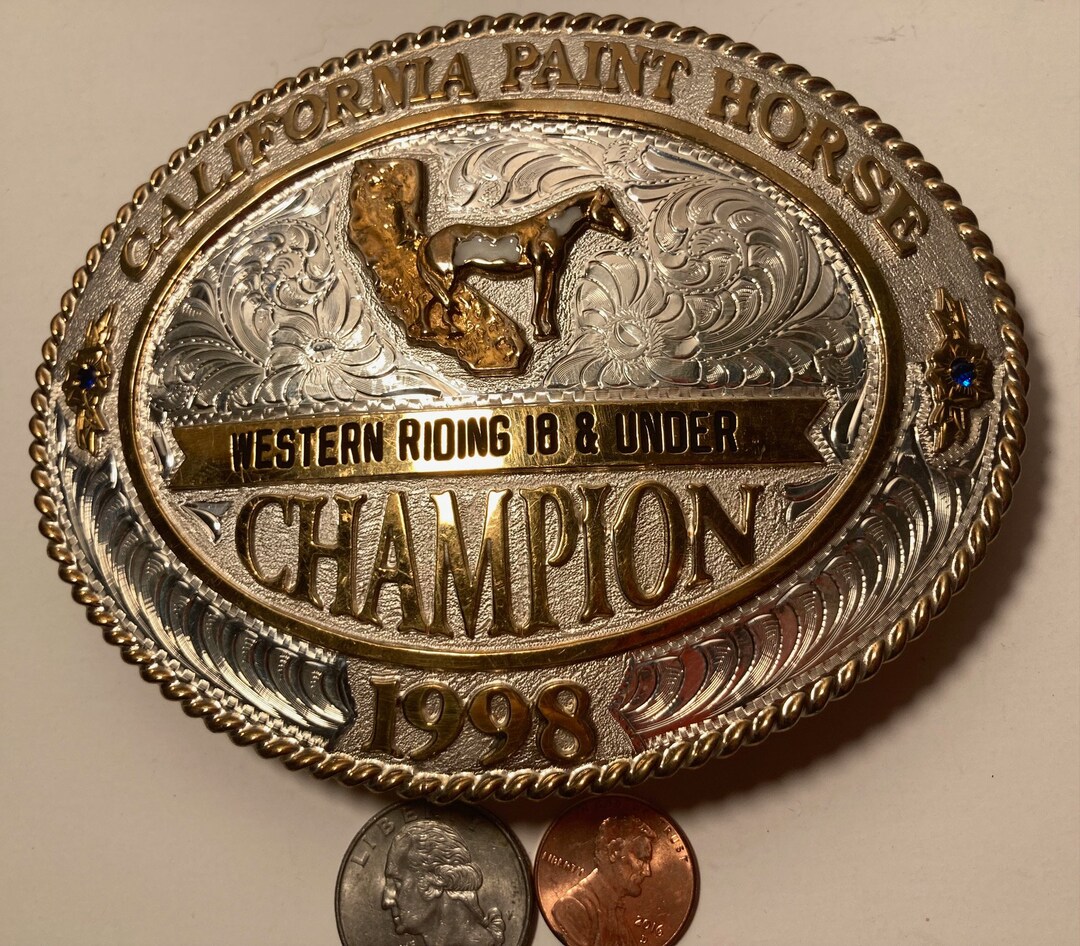 Vintage 1998 Metal Belt Buckle, California Paint Horse Champion ...