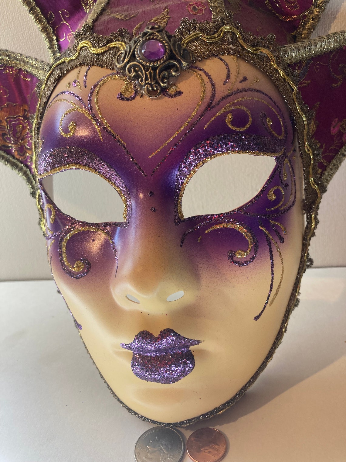 Vintage Venetian Jester Face Mask Jolly Mask Joker Made in | Etsy