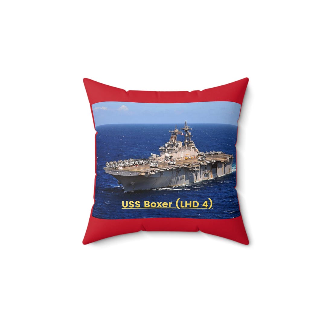 USS Boxer (LHD 4) Navy POD Smileandlaughtees Spun Polyester Square ...