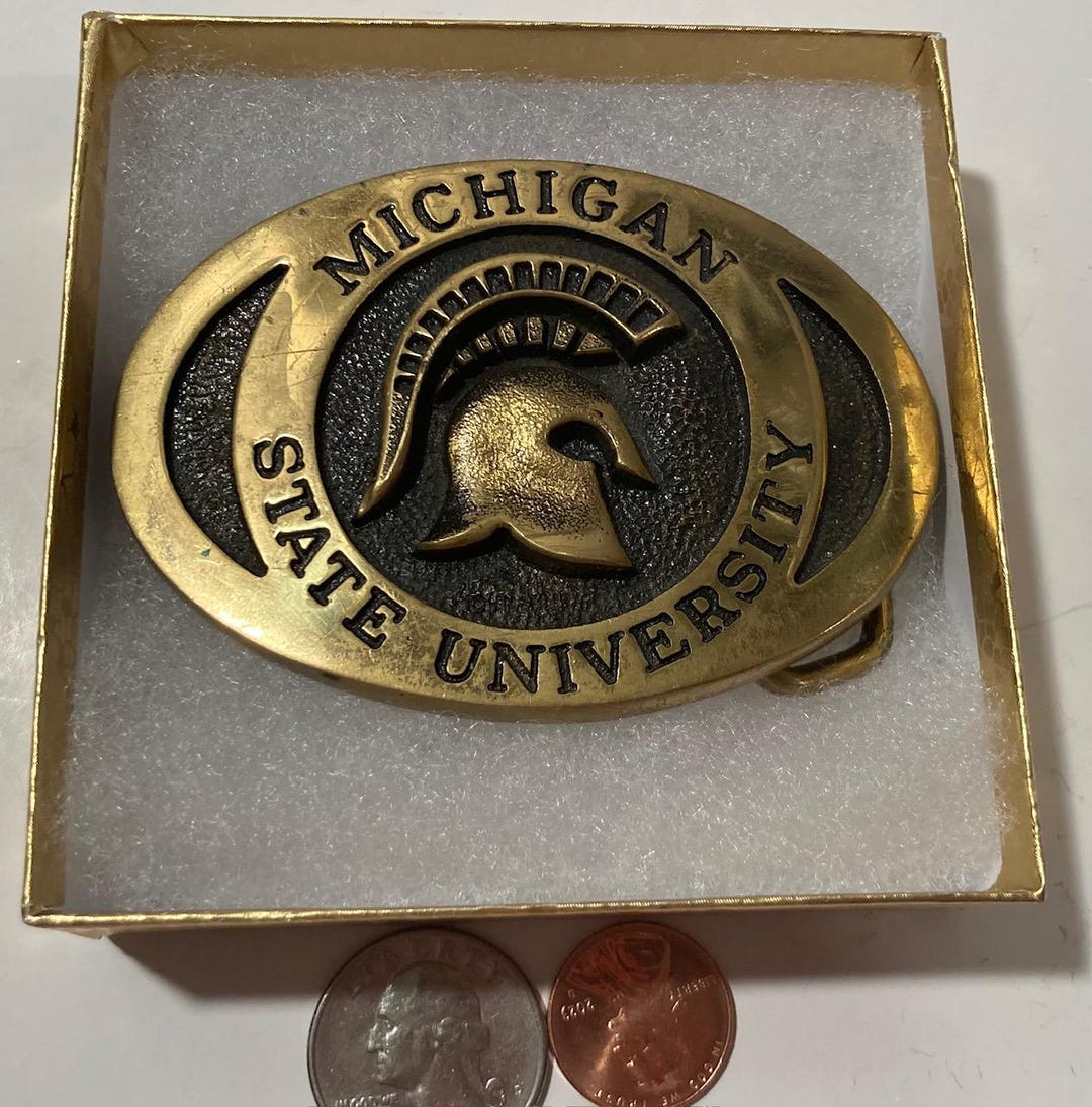 Vintage 1976 Metal Belt Buckle, Brass, Michigan State University, Nice ...