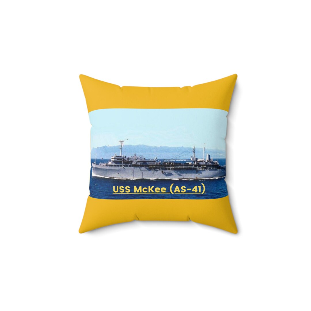 USS Mckee (AS-41) Navy POD Smileandlaughtees Spun Polyester Square ...