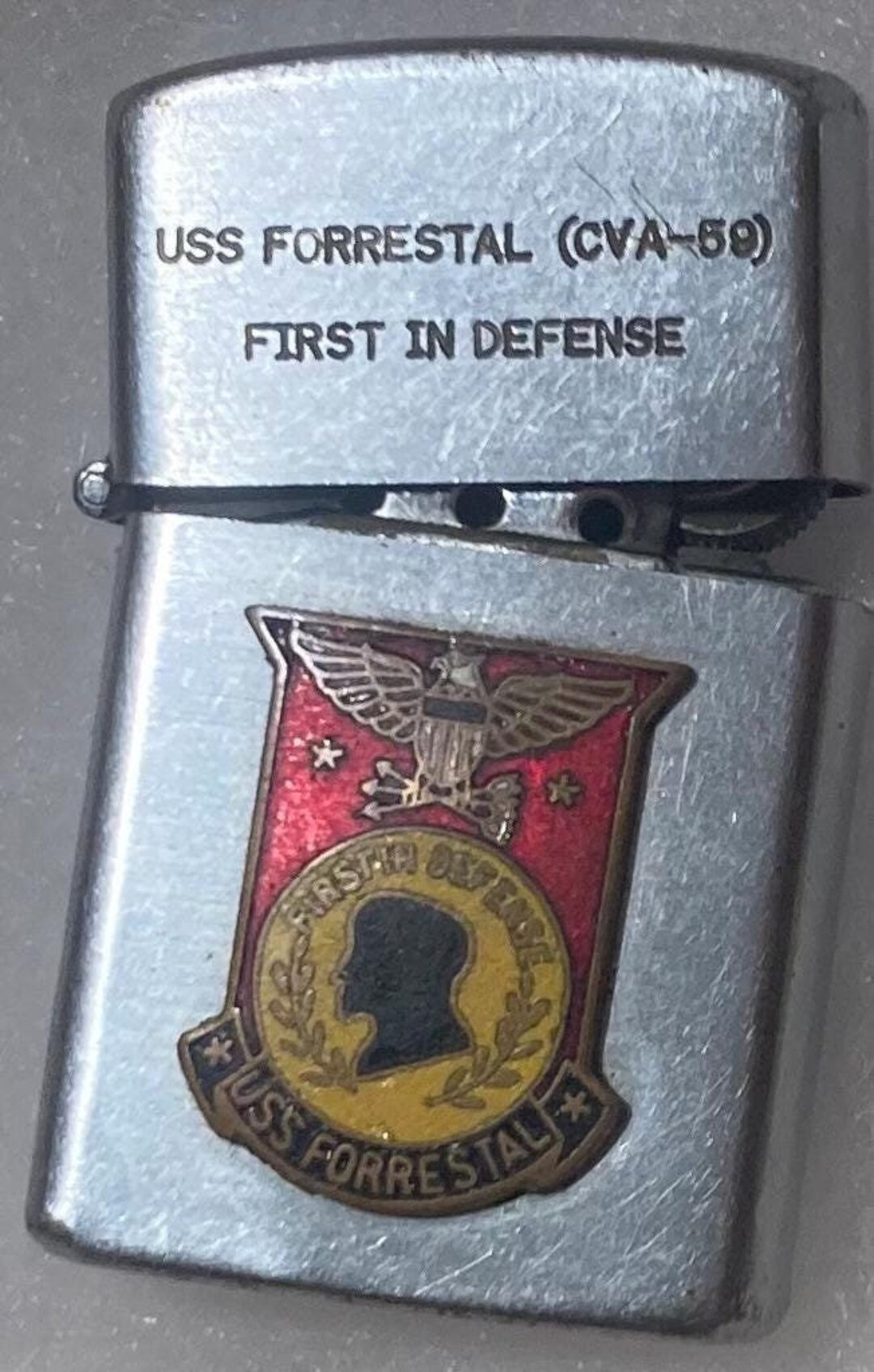 Vintage Metal Lighter, USS Forestall CVA-59, Aircraft Carrier Ship ...