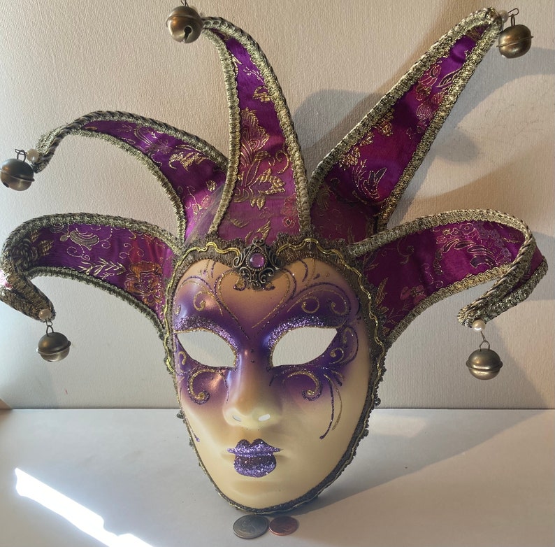 Vintage Venetian Jester Face Mask Jolly Mask Joker Made in | Etsy