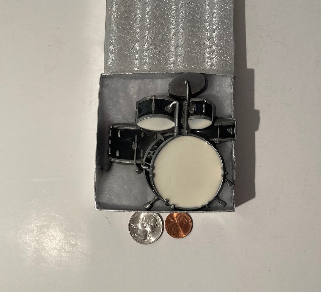 Vintage Metal Belt Buckle, Drum Set, White Enamel, Music, Percussion ...