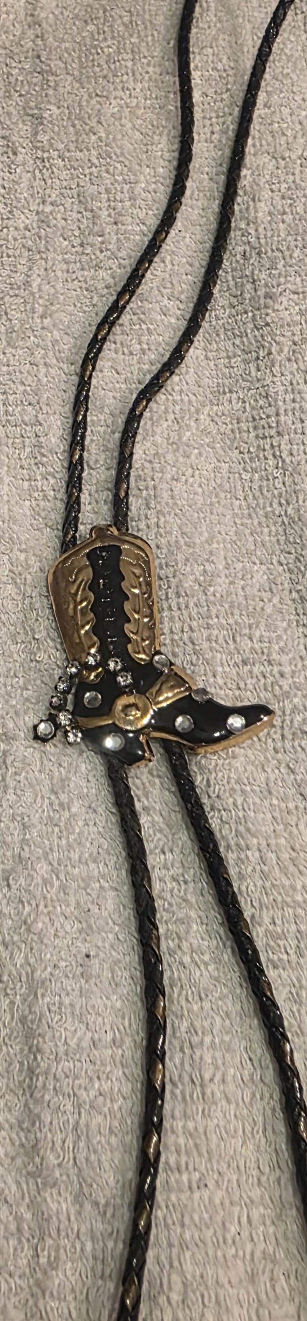 Vintage Metal Bolo Tie, Nice Brass Cowboy Boot With Black Enamel and ...