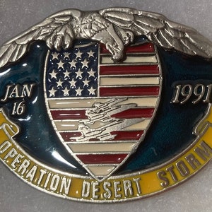 Vintage 1991 Metal Belt Buckle, Nice Enamel, Operation Desert Storm ...