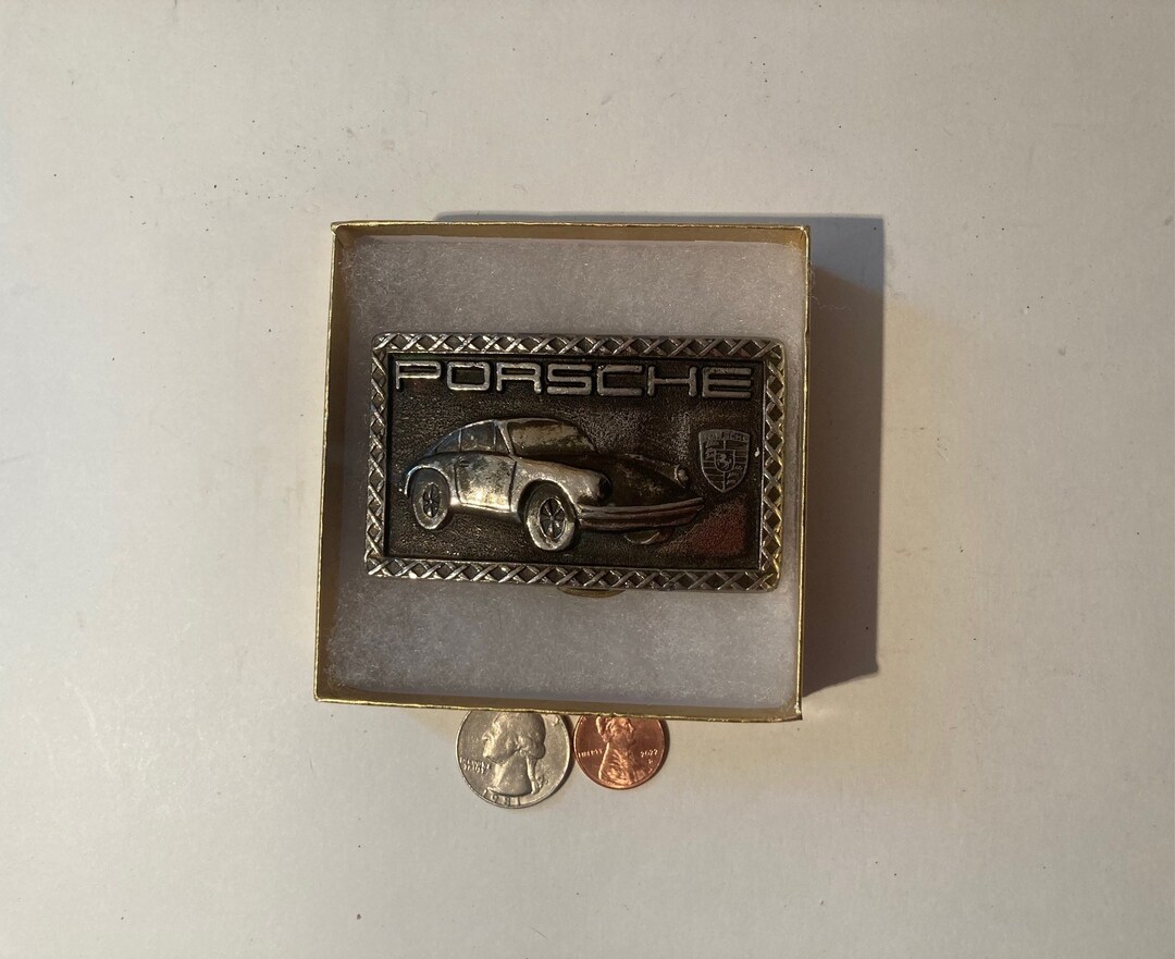 Vintage Metal Belt Buckle, Brass, Porsche, German, Sports Car, 3 1/4" X ...