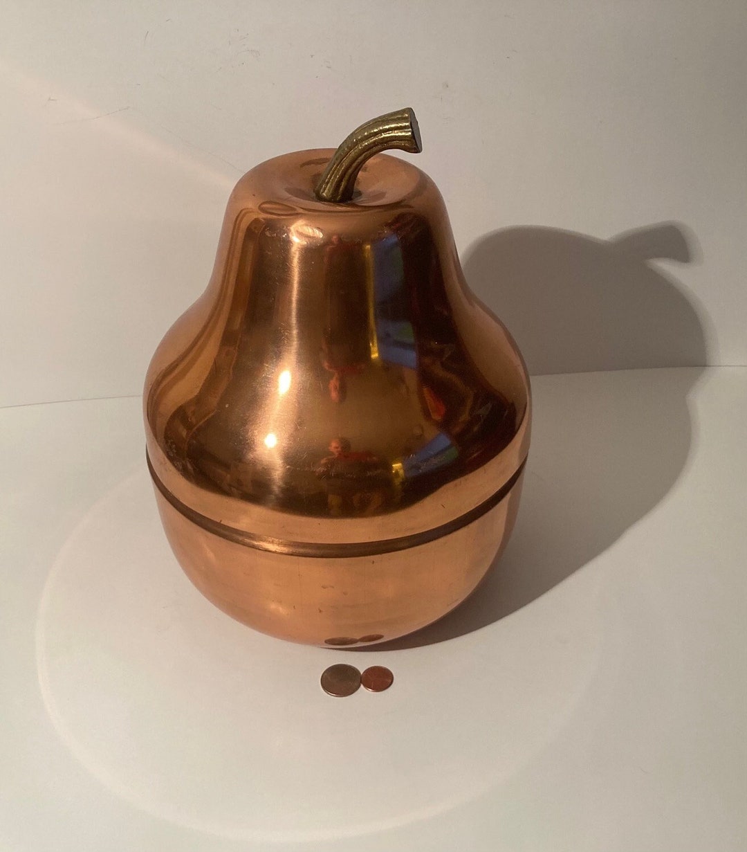 Vintage Big Size Copper and Brass Handle Container, Cookie Jar, 13" X 9 ...