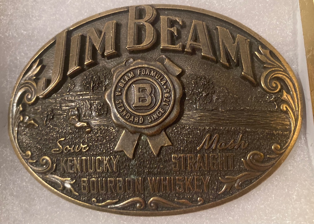 Vintage Metal Belt Buckle, Jim Beam, Nice Western Design, 3 1/4" X 2 1/ ...