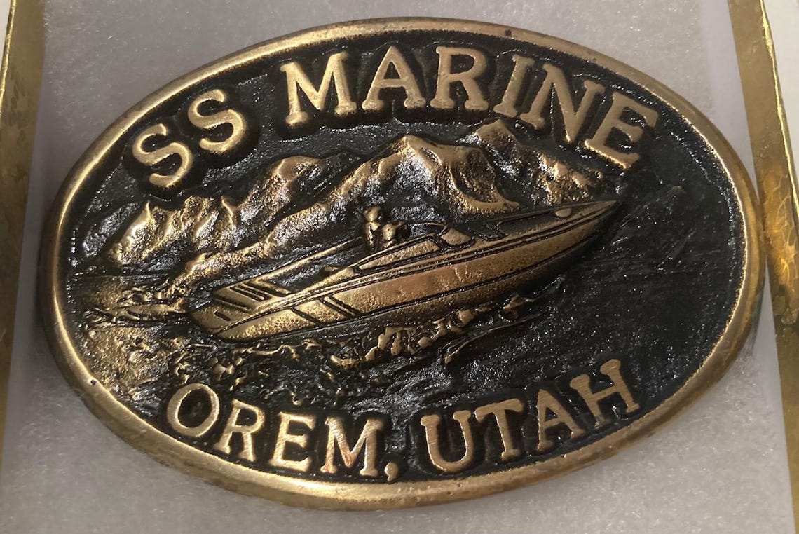 Vintage Metal Belt Buckle, Brass, SS Marine, Orem, Utah, Boats ...