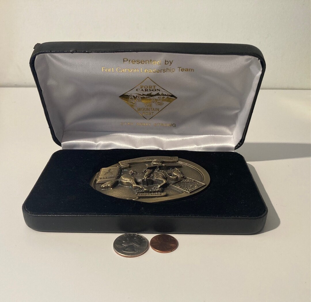 Vintage Metal Belt Buckle, Fort Carson, the Mountain Post, Go Army ...