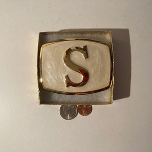Vintage Metal Belt Buckle, Letter S, Initial S, Nice Enamel Design ...