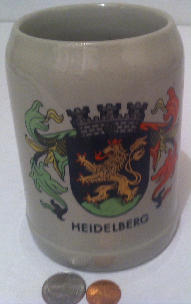 Vintage W. Germany Stein Mug, Cup, Heidelberg, Beer, Alcohol, Shelf ...