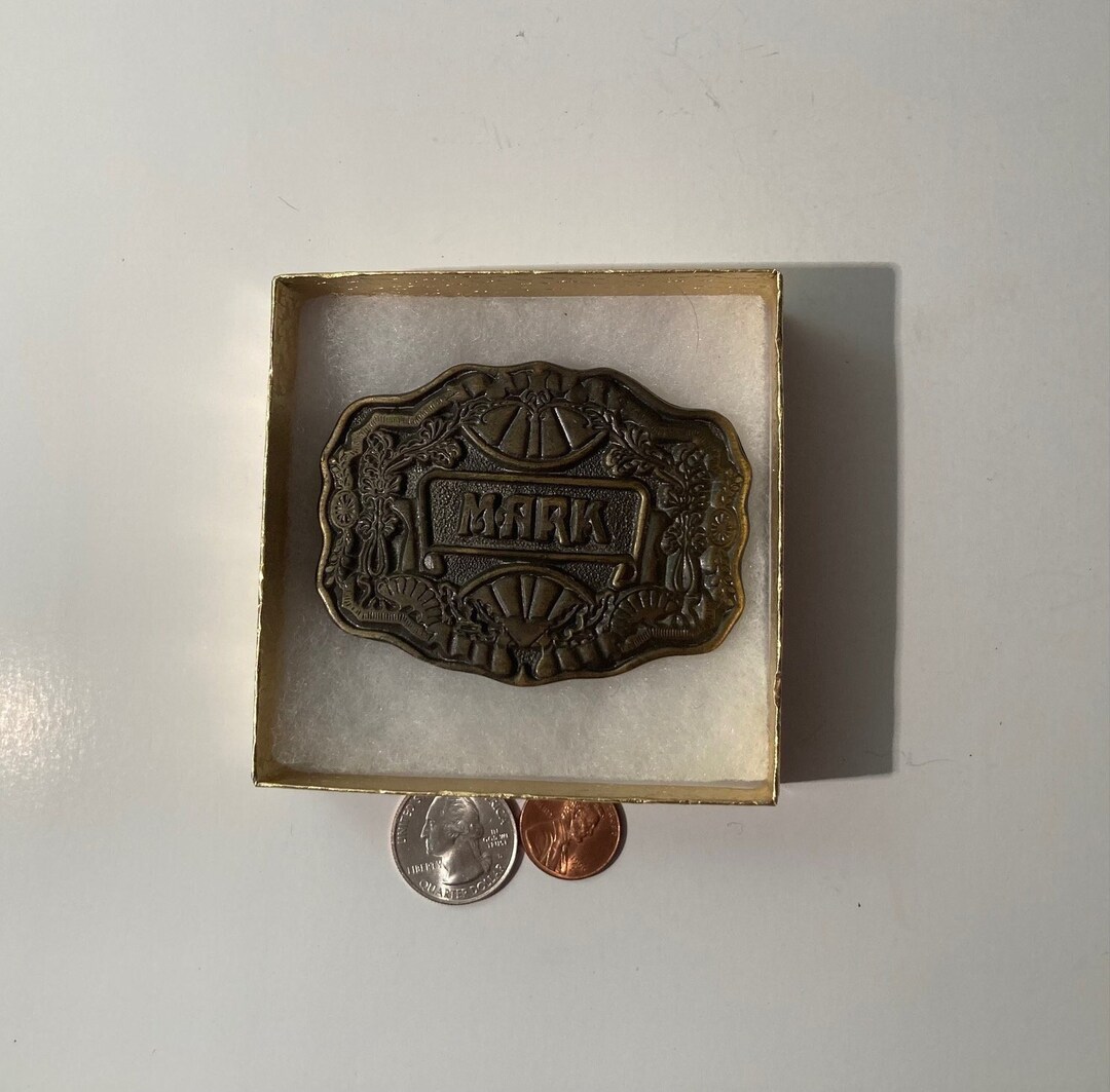 Vintage Metal Belt Buckle, Brass, Mark, Nice Western Style Design, 3" X ...
