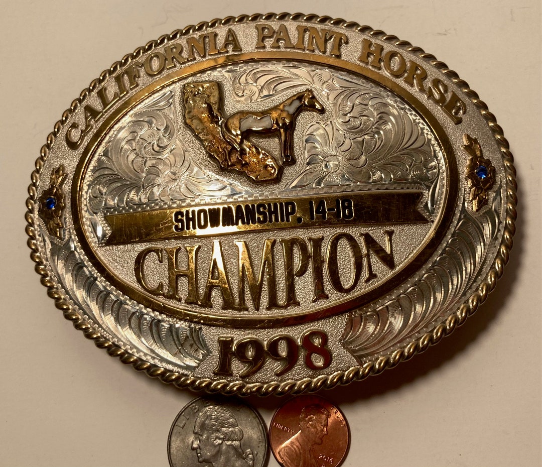 Vintage 1998 Metal Belt Buckle, California Paint Horse Champion ...