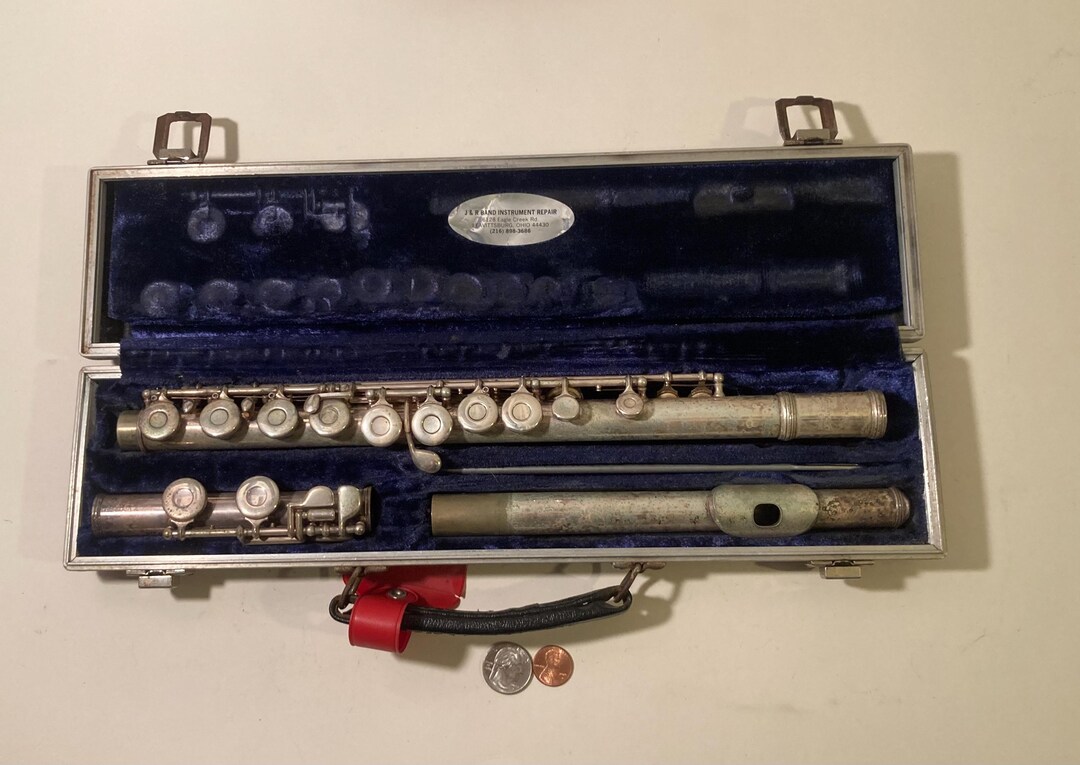 Vintage Musical Instrument, Silver Flute, Flute, in Hard Case, Elkhart ...