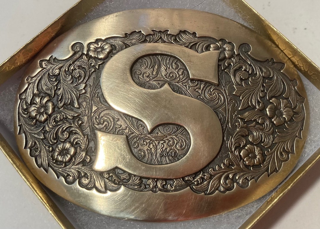 Vintage Metal Belt Buckle, Brass, Letter S, Initial S, Nice Design, 4 X ...