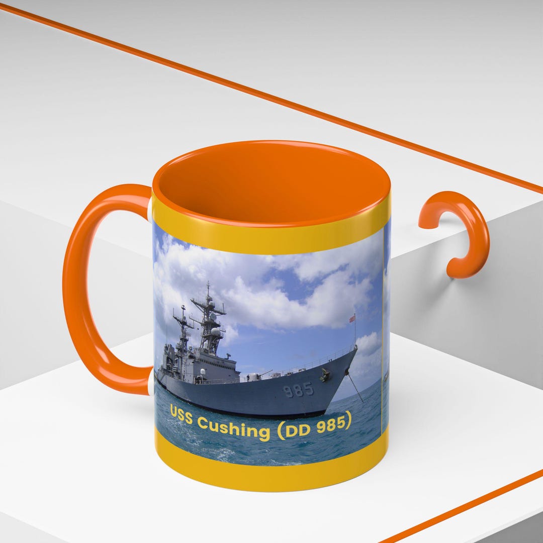 USS Cushing (DD 985) Navy POD Smileandlaughtees Accent Coffee Mug (11 ...