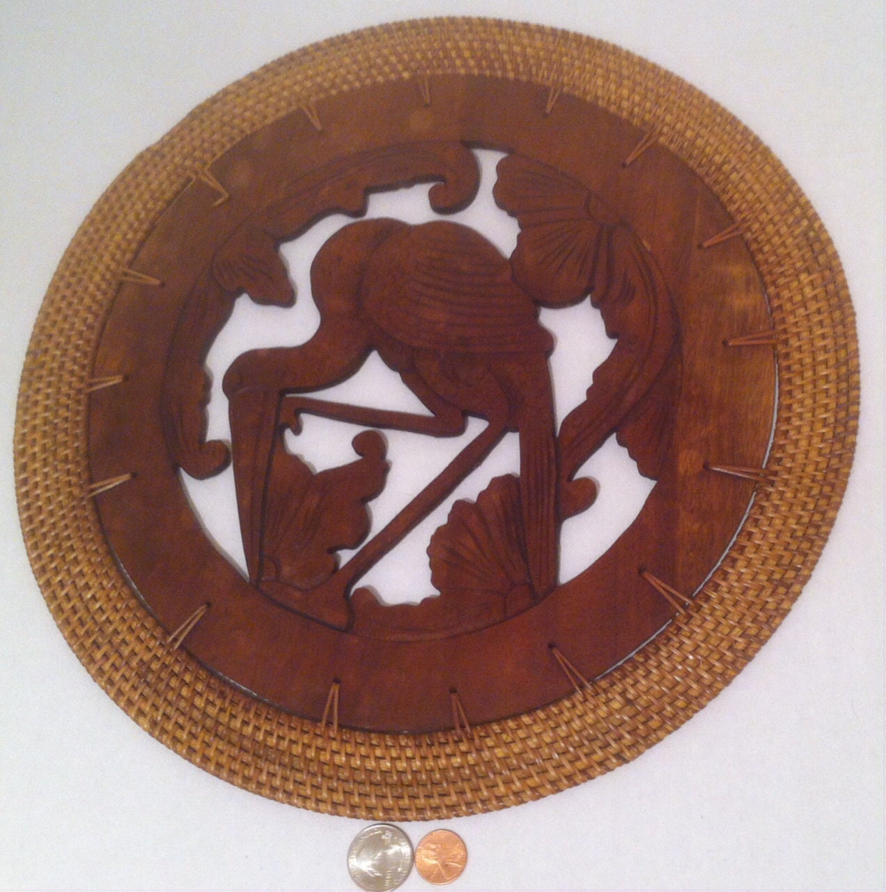 Vintage Wooden and Wicker Stork, Pelican, Bird, Wall Decor, Home Decor ...