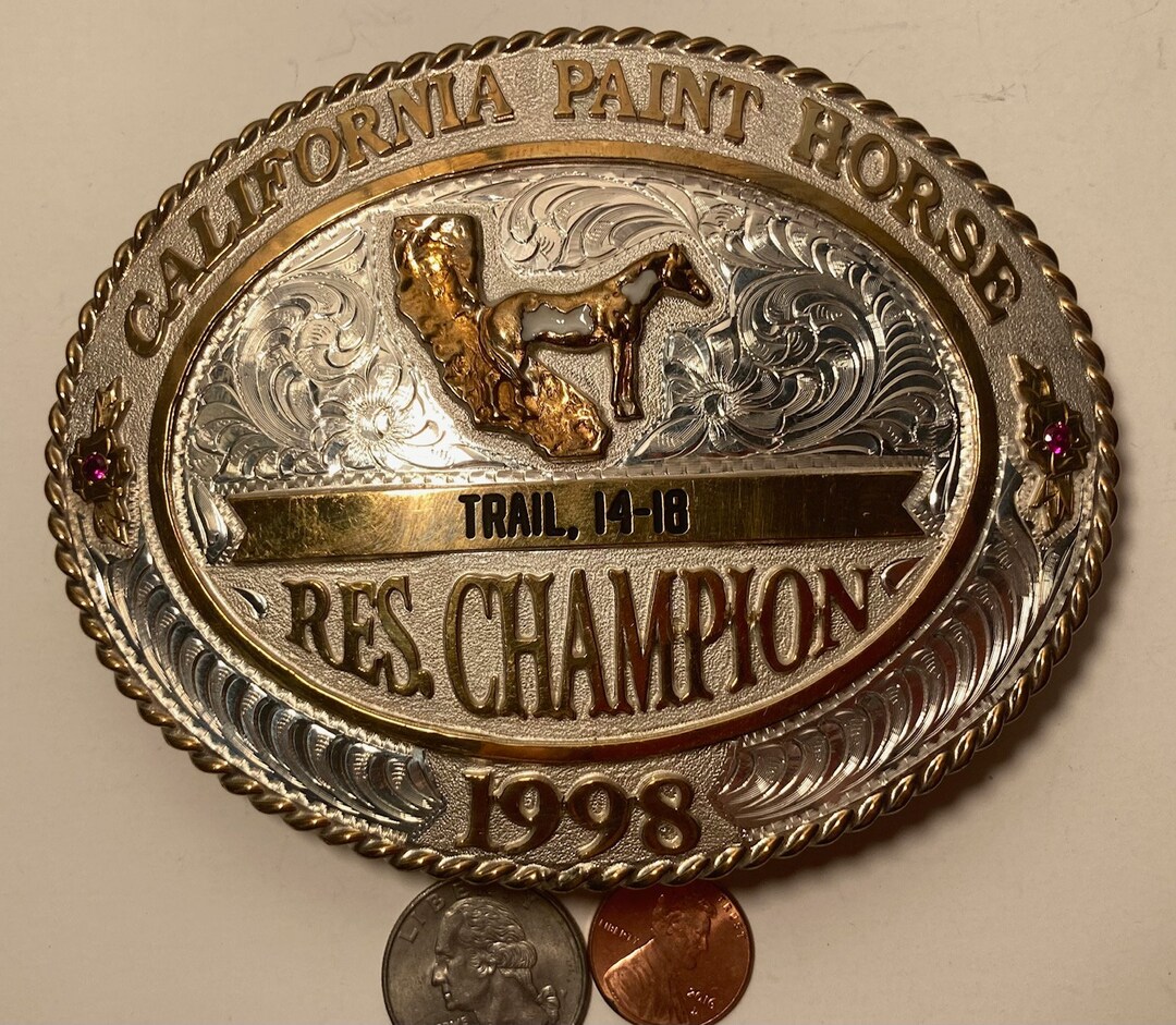 Vintage 1998 Metal Belt Buckle, California Paint Horse Champion, Trail ...