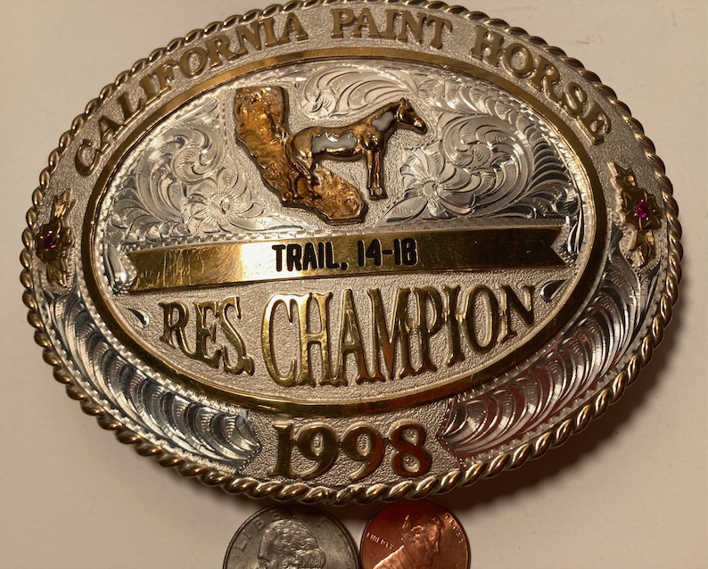 Vintage 1998 Metal Belt Buckle, California Paint Horse Champion, Trail ...
