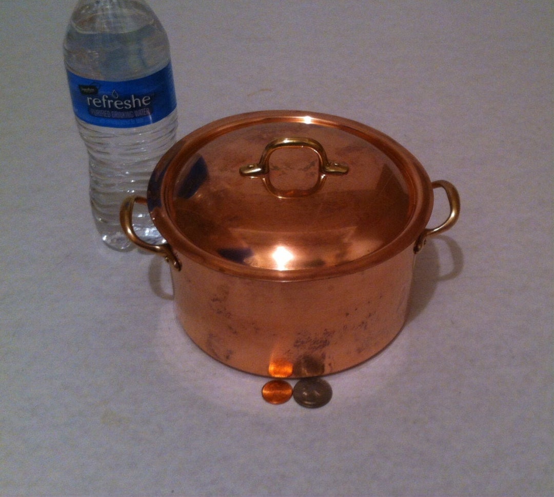 Vintage Metal Copper and Brass Pot With Lid, Made in Italy, 6" X 3 1/2 ...