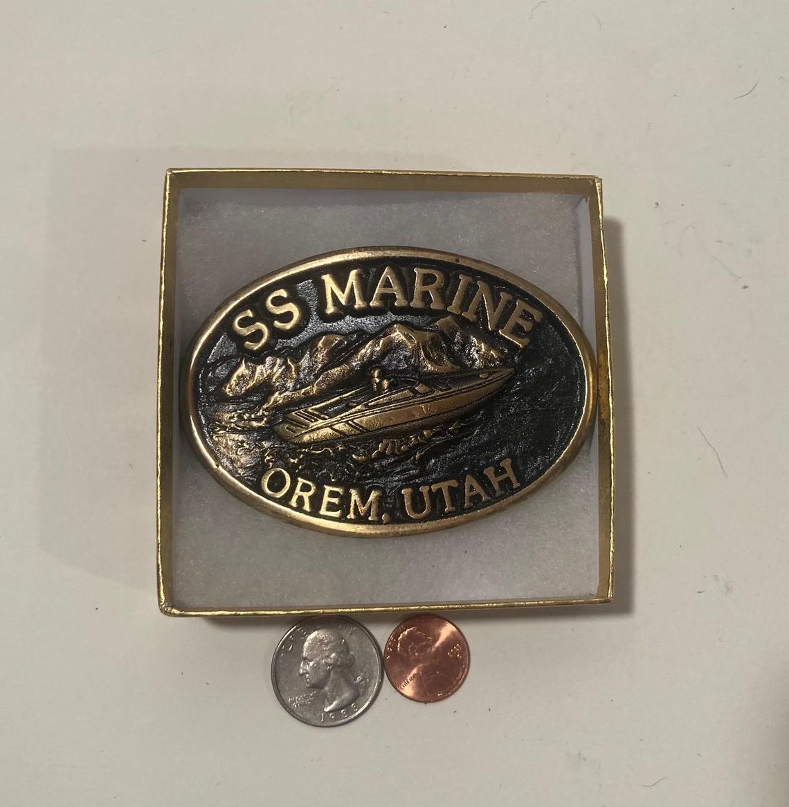 Vintage Metal Belt Buckle, Brass, SS Marine, Orem, Utah, Boats ...
