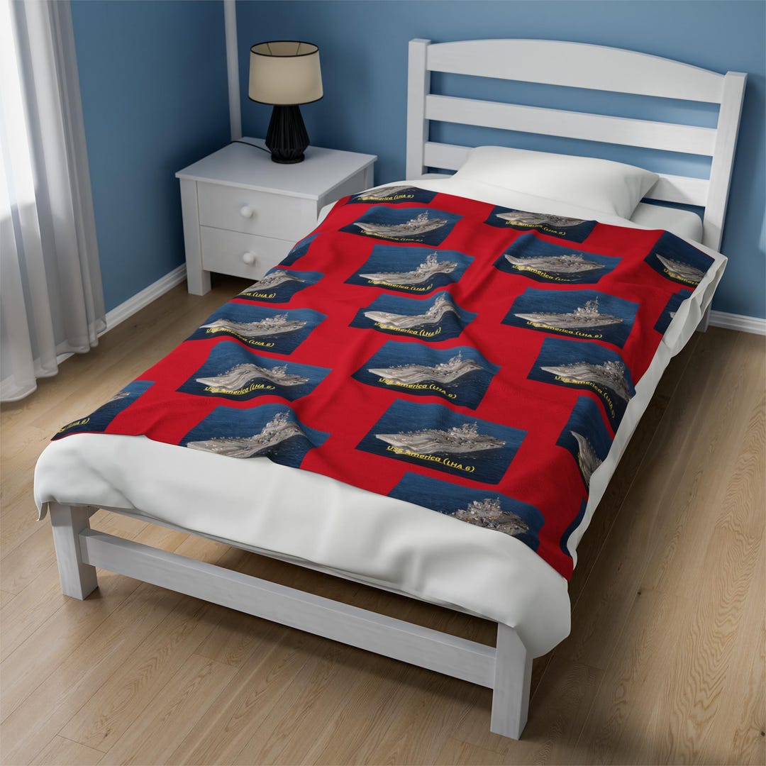 USS America (LHA 6) Navy POD Smileandlaughtees Velveteen Plush Blanket ...