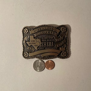 Vintage 1980 Metal Belt Buckle, Terrell Rodeo Club, Lone Star High ...